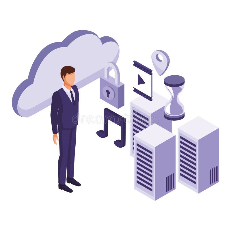 Businessman with Informatic Items Stock Vector - Illustration of items ...