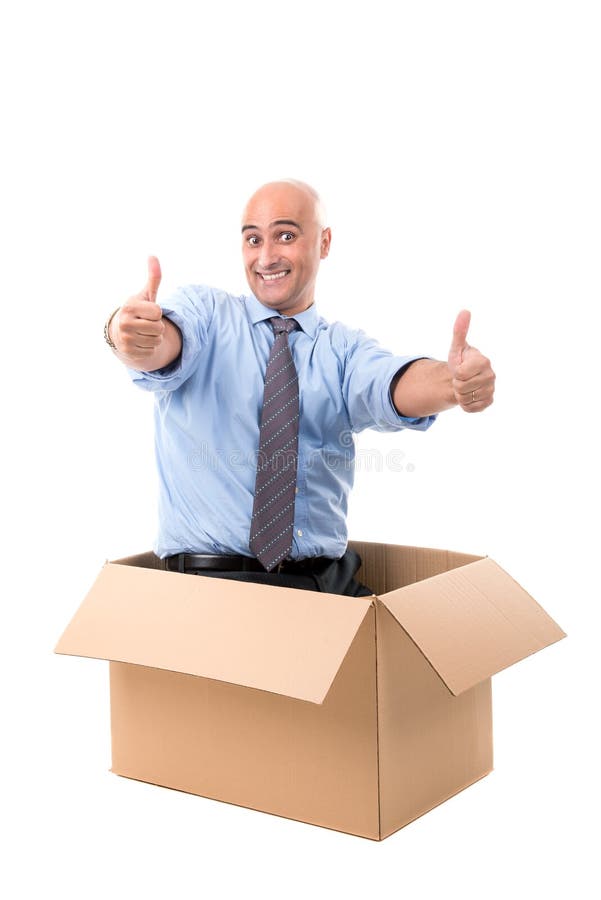 Businessman inside box stock image. Image of hold, package - 49552759