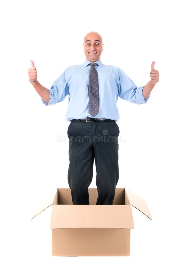 Businessman inside box stock photo. Image of retail, person - 53419628