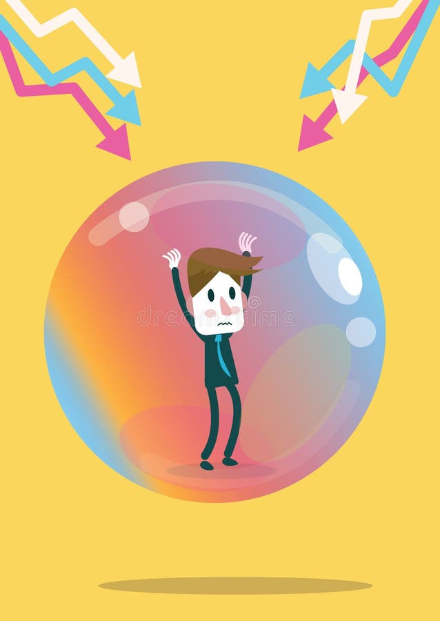 Businessman Inside the Economic Bubble. Stock Vector - Illustration of ...