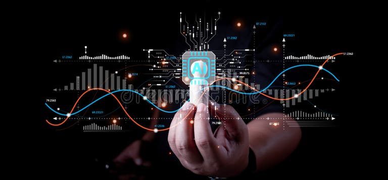 Businessman Interact with AI Artificial Intelligence Brain Processor in Concept of AI Artificial ...