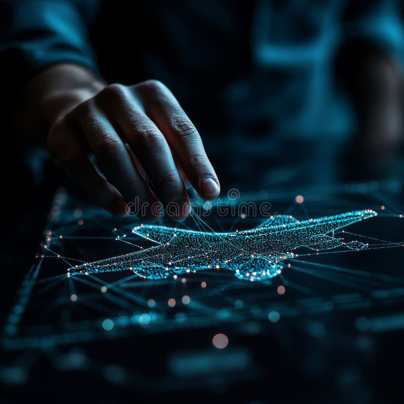 A Businessman Interacting with an Advanced Interface Highlighting ...