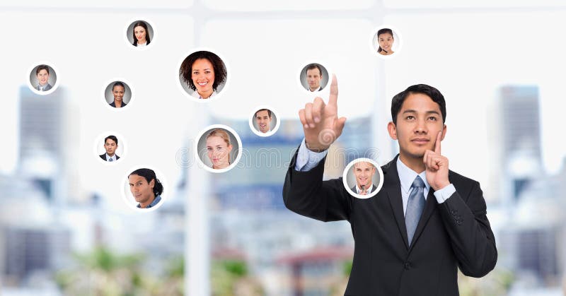 Businessman Interacting and Choosing a Person from Group of People ...