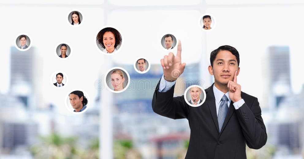 Businessman Interacting and Choosing a Person from Group of People ...