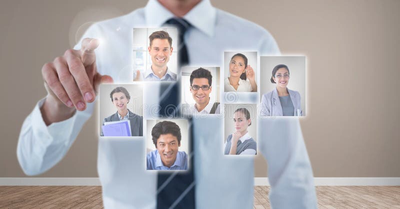 Businessman Interacting and Choosing a Person from Group of People ...