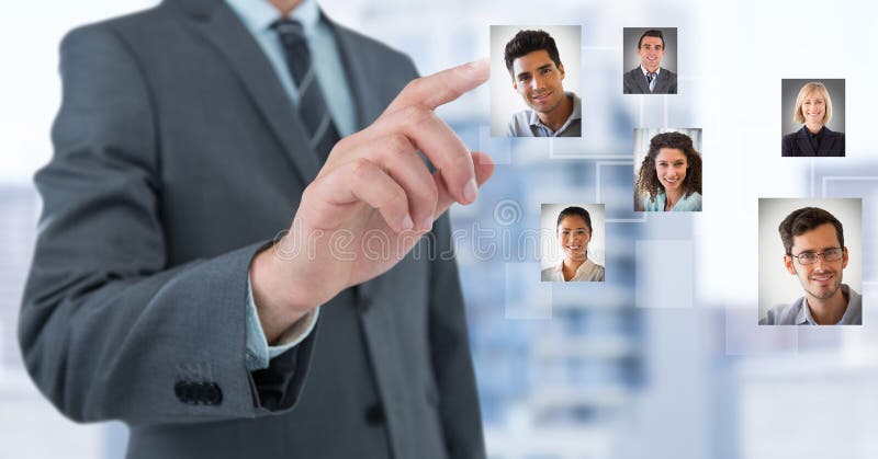 Businessman Interacting and Choosing a Person from Group of People ...