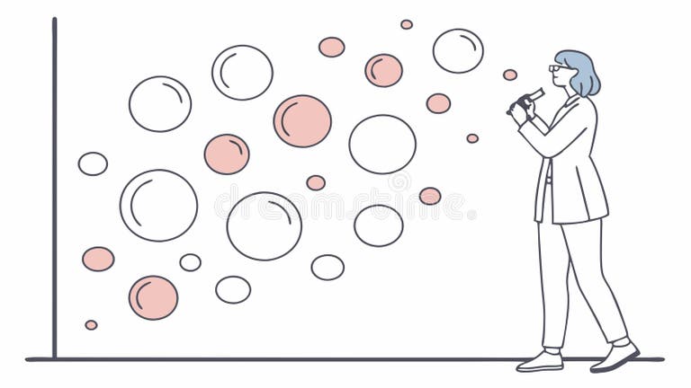 Businessman Interacting with a Data Bubble Chart, Visualizing Insights ...