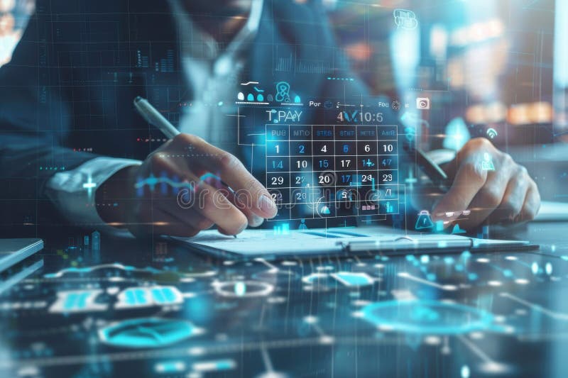 Businessman Interacting with a Digital Screen Displaying Data and ...