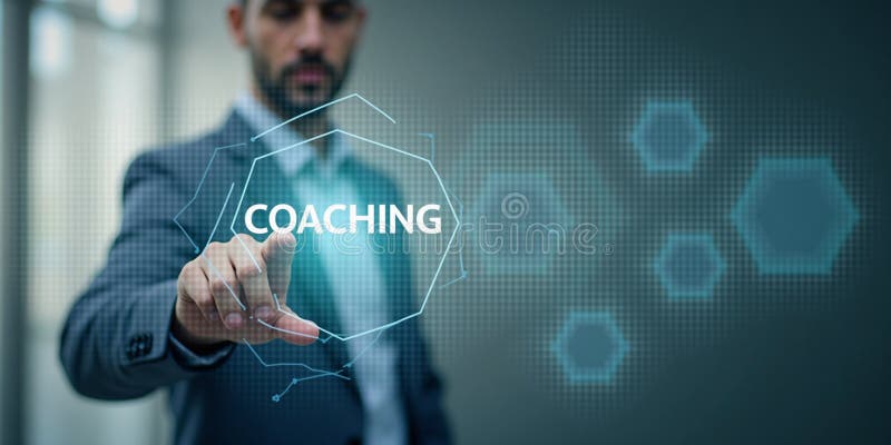 Businessman Interacting with Futuristic Coaching Interface Stock ...