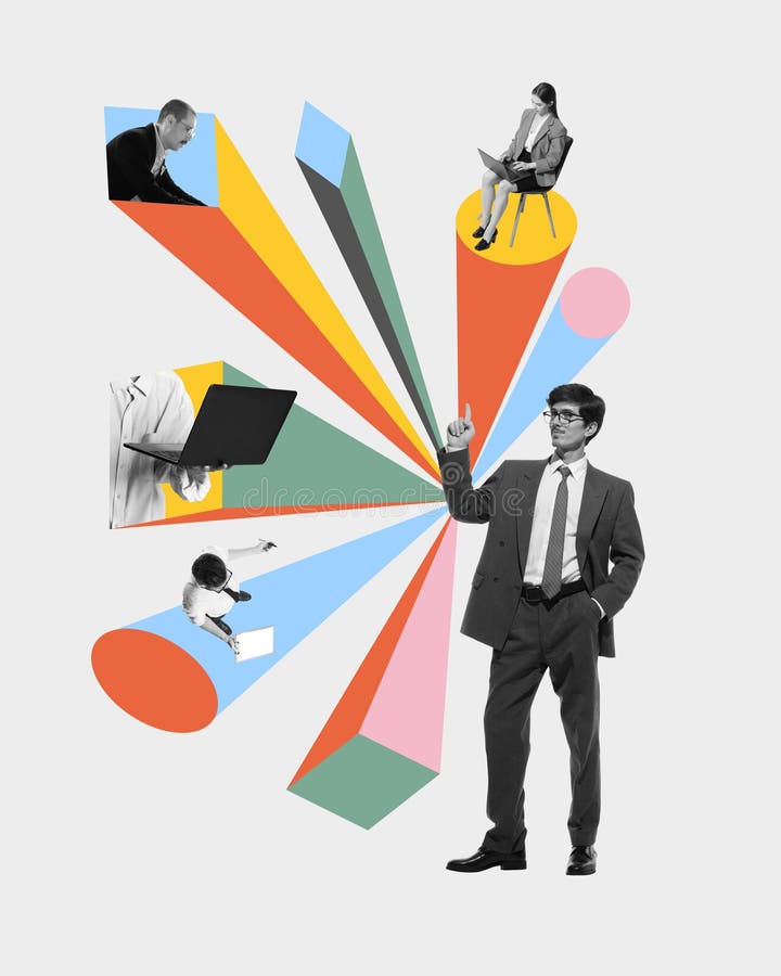 Businessman Interacting with Remote Team. Knowledge Transfer, Teamwork ...