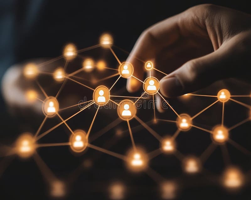 Businessman Interacting with Virtual Network of Connected People Stock ...