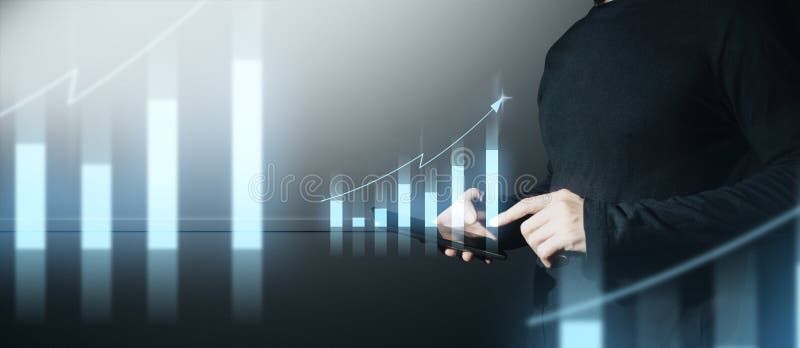 Businessman Interactive Touching a Holographic of Transaction Financial ...