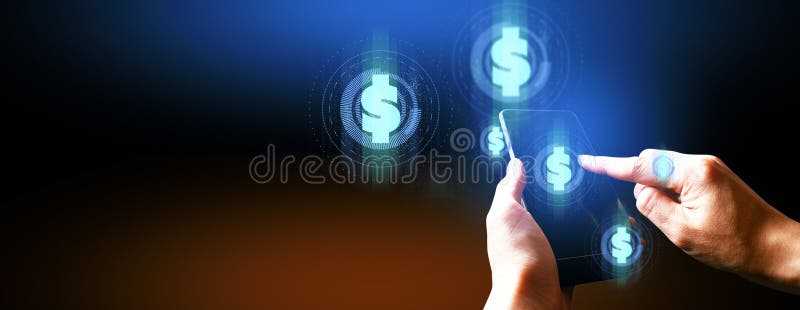 Businessman Interactive Touching a Holographic of Transaction Financial ...