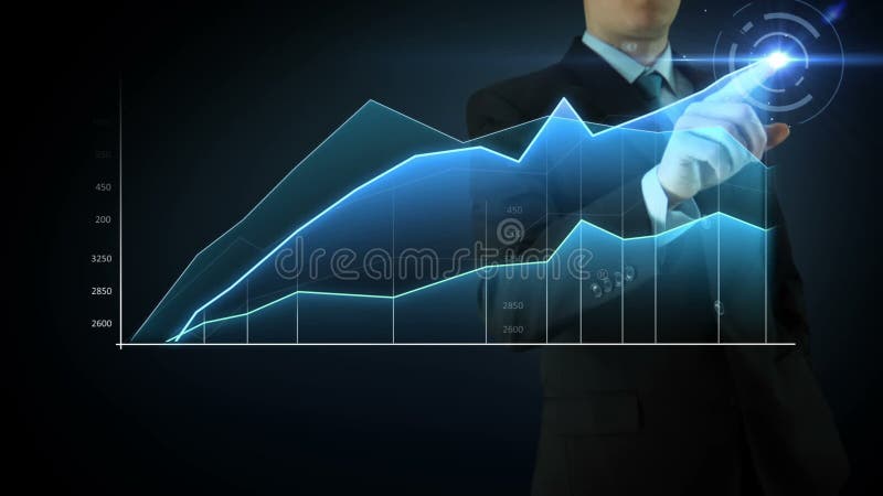 Businessman Interactivity Touch Screen Stock Video - Video of graph ...