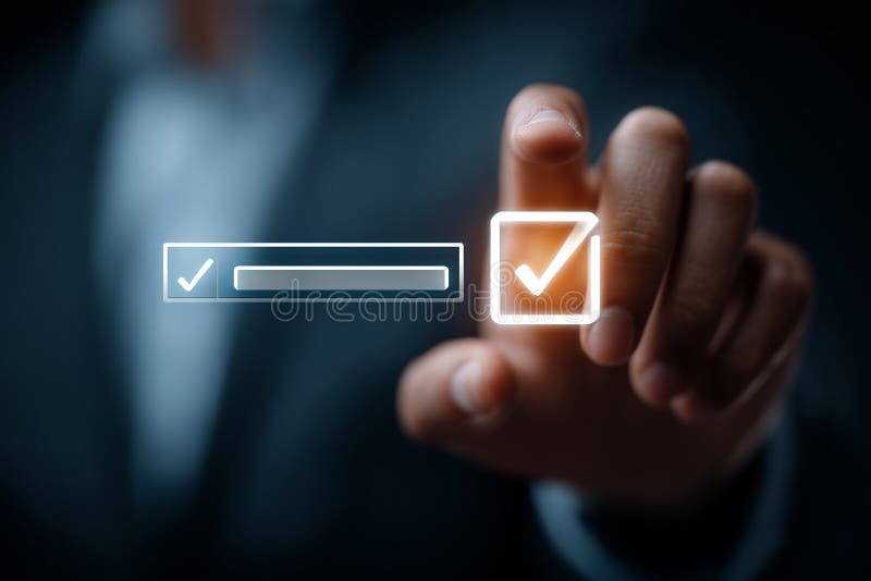 Businessman Interacts with Digital Progress Checklist, Symbolizing ...