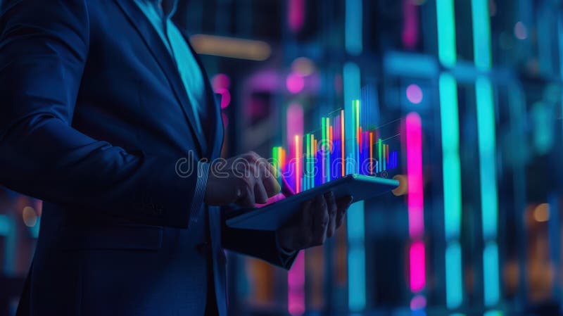 The Businessman with Digital Graphs.AI Generated Image Stock Photo ...