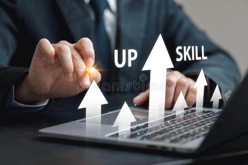 Businessman Increasing Skills and Knowledge with Laptop Concept Stock ...