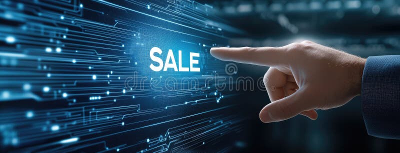 Businessman Interacts with a Virtual Shopping Cart Interface on a ...