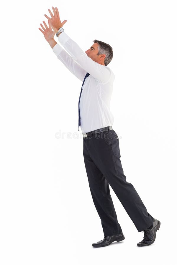 Businessman without Jacket Catching Something Stock Image - Image of ...