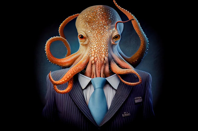 Businessman in a Jacket with an Octopus Head. Generative AI, Generative ...
