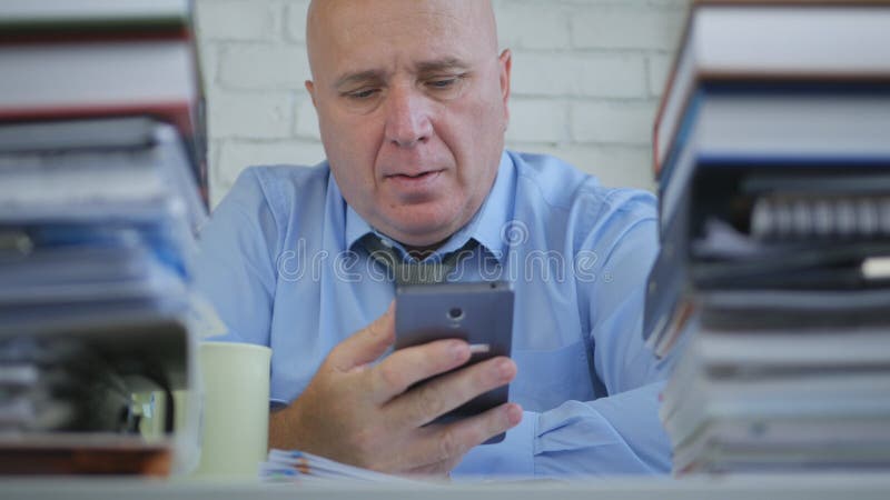 Businessman Job Text Using Mobile Phone in Office Room Stock Photo ...
