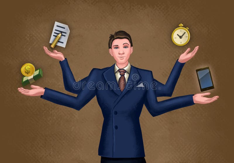 Businessman Juggling, Time Management and Multitasking , Vector Cartoon ...