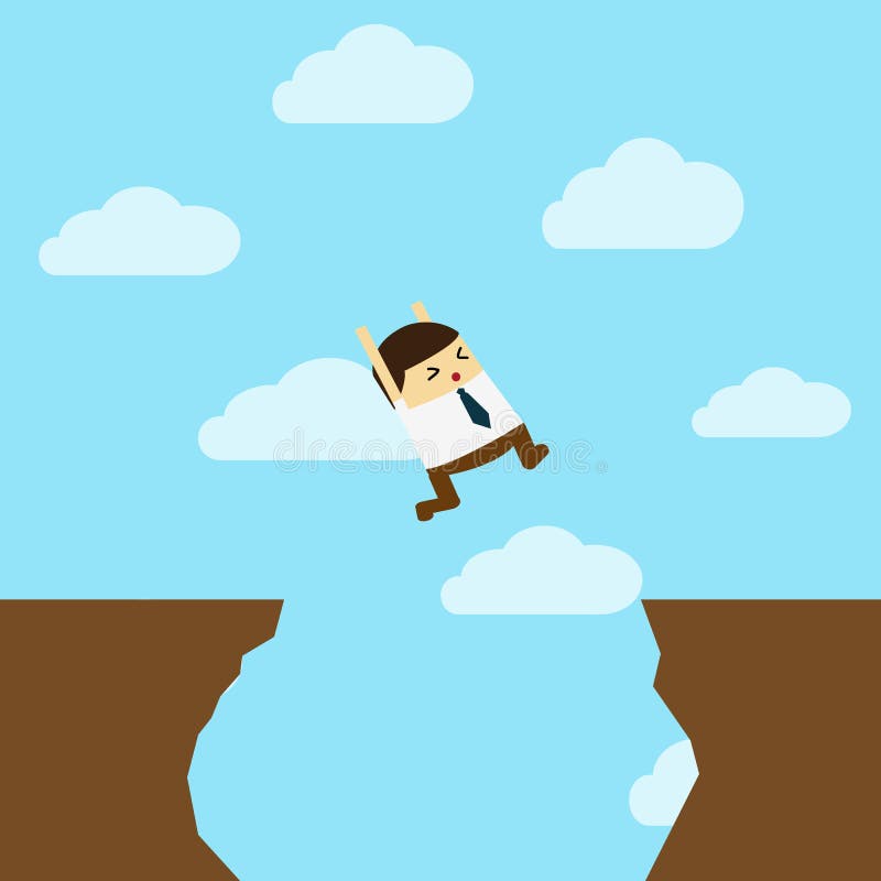 Businessman Jump through the Gap Stock Illustration - Illustration of ...