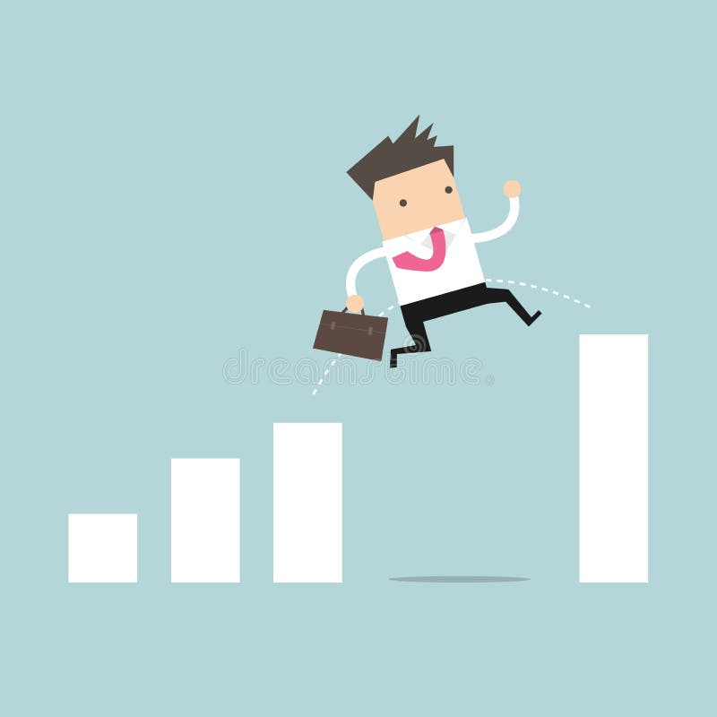 Businessman Jump through the Gap in Growth Chart Stock Vector ...