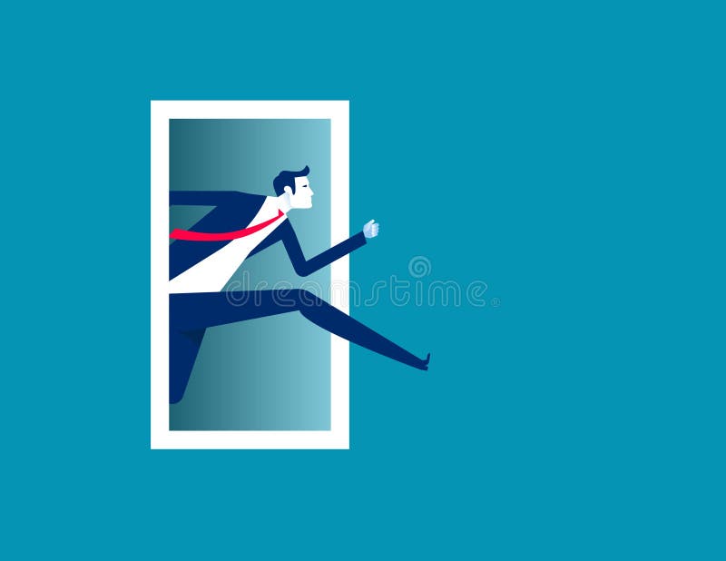 Businessman Jump Outside the Frame. Business Think Outside Vector ...
