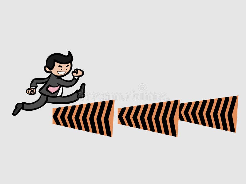 Businessman Jump Over the Barriers Stock Vector - Illustration of sport ...
