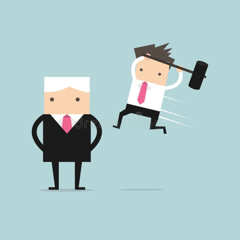 Businessman Jump Smash Boss from the Back Stock Vector - Illustration ...