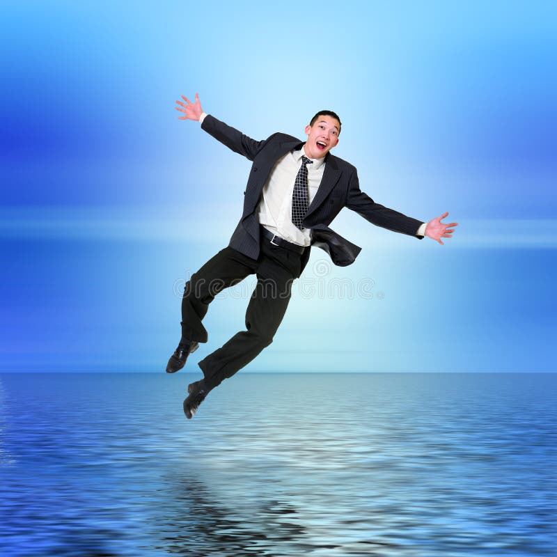 Happy jumping businessman stock photo. Image of jumper - 3636576