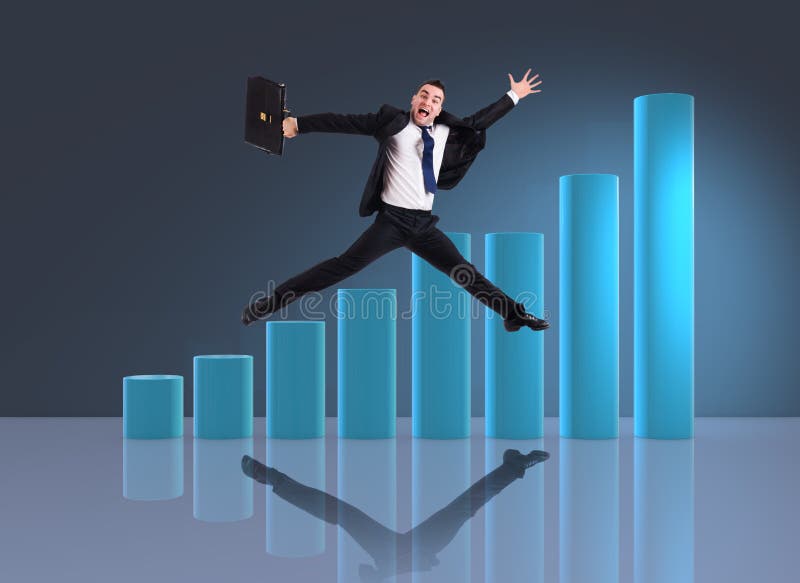 Jumping business man stock image. Image of graph, concept - 24162633