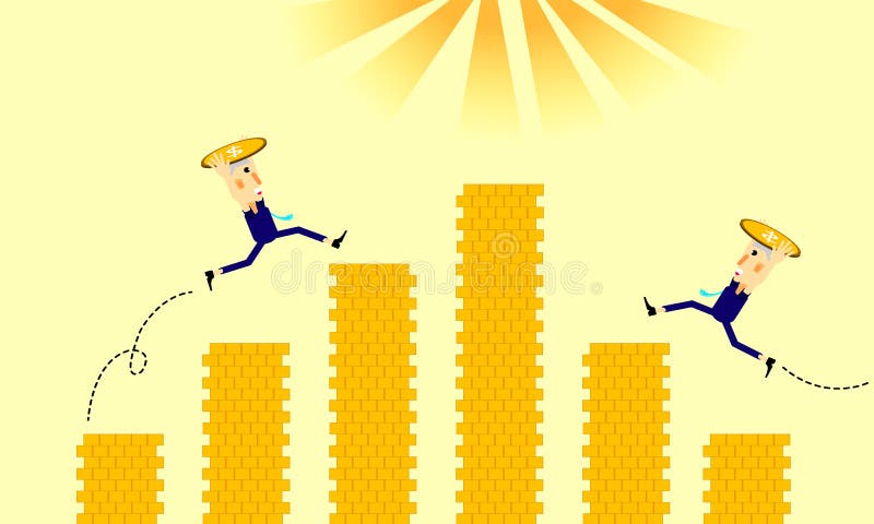 Businessman Jumping and Carrying Money. Stock Illustration ...