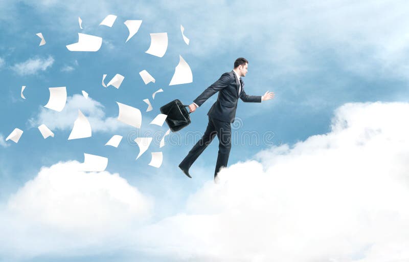 Man jumping from cloud stock image. Image of career, abyss - 33308341