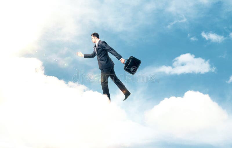 Man jumping from cloud stock image. Image of career, abyss - 33308341