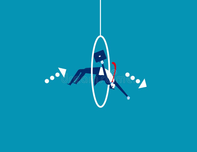 Businessman Jumping into Loop. Concept Business Vector, Jump, Loop ...
