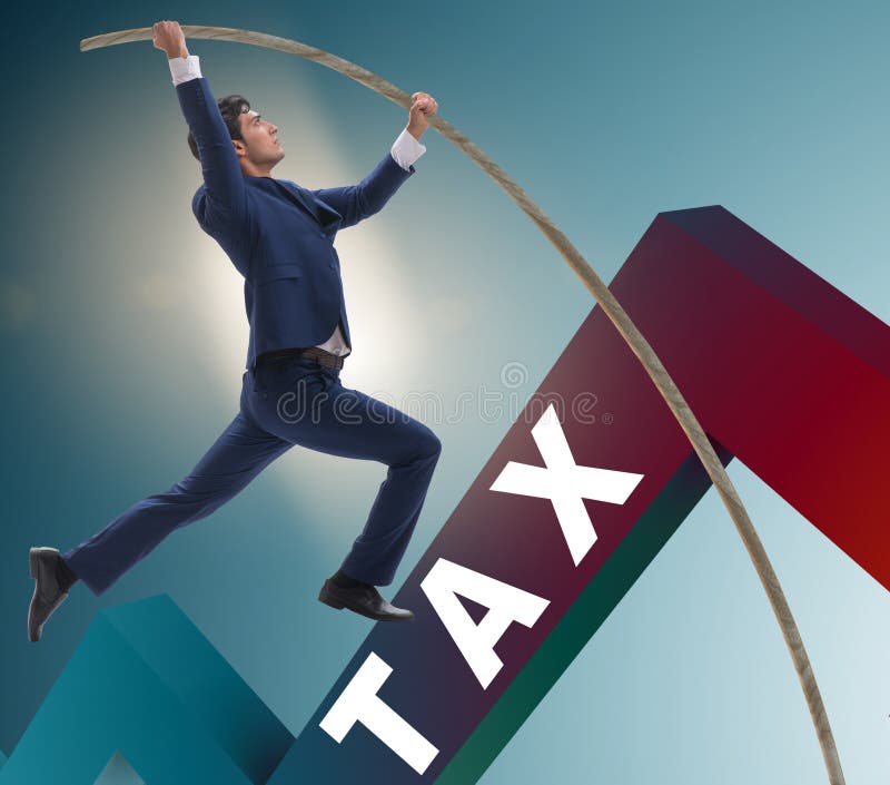 Businessman Jumping Over Tax in Tax Evasion Avoidance Concept Stock ...