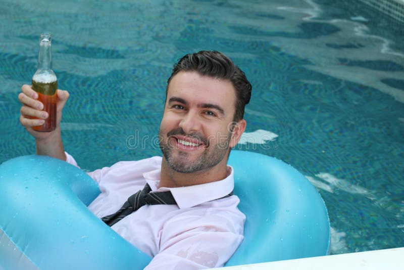 Businessman Jumping into Pool after Work Stock Photo - Image of office ...
