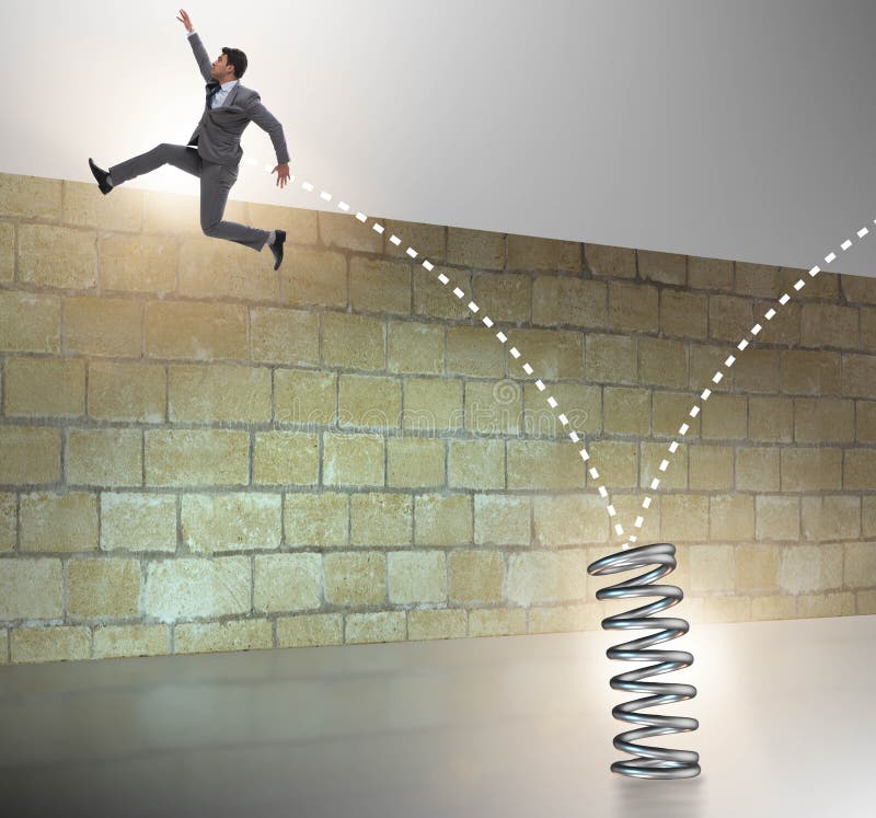 Businessman Jumping from Spring in Business Concept Stock Photo - Image ...