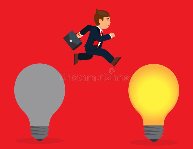 Businessman Jumping To New Idea. Development of Ideas Concept Stock ...