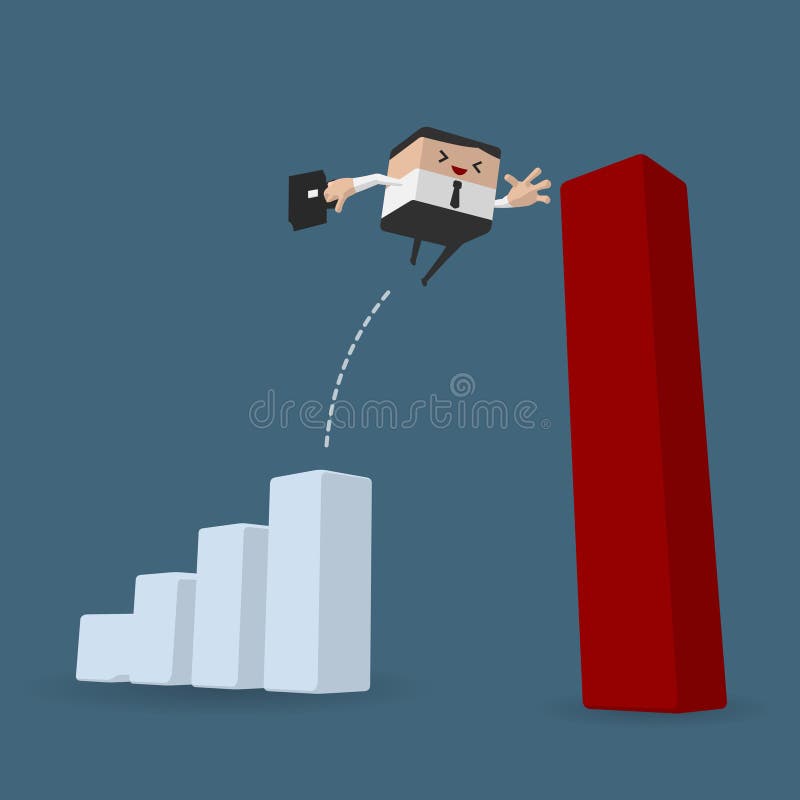 Businessman Jumping To Next Step Stock Vector - Illustration of flying ...
