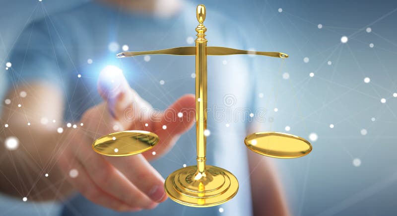 Businessman with Justice Weighing Scales 3D Rendering Stock ...