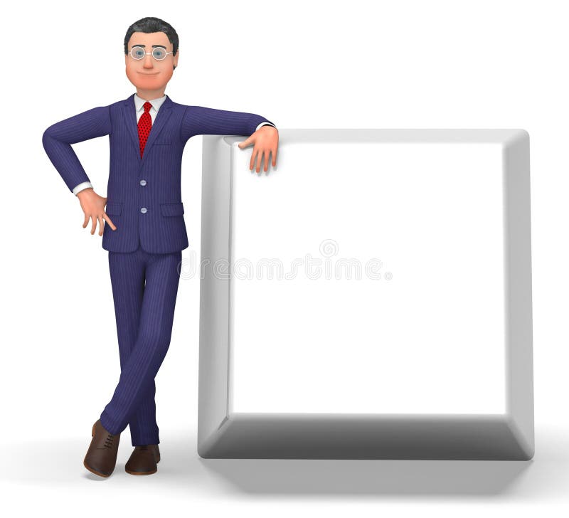 Businessman with Key Shows Empty Space and Blank Stock Illustration ...