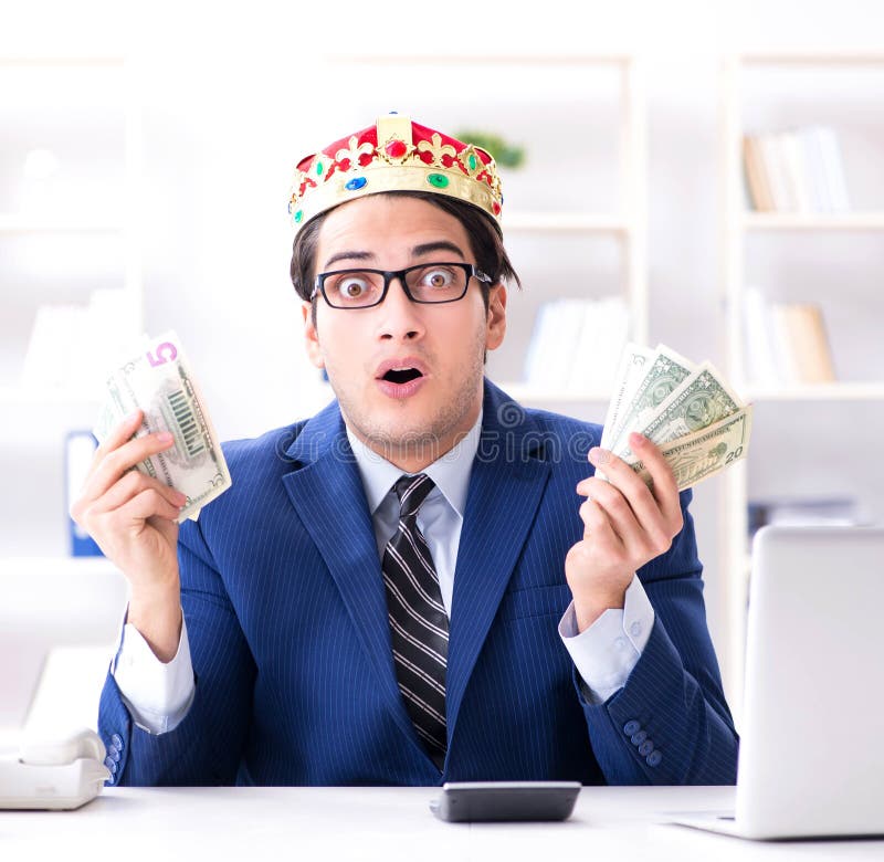 Businessman King with Money in the Office Stock Photo - Image of fraud ...