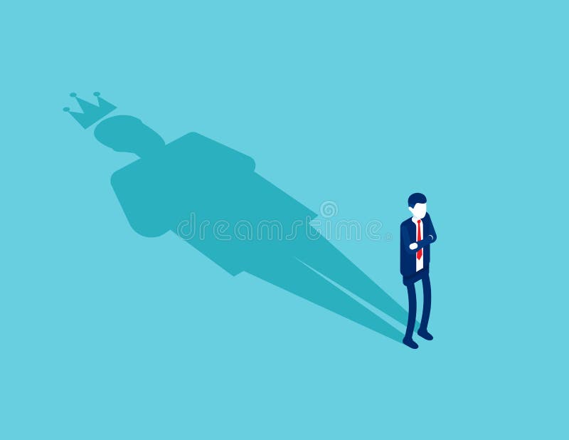 Businessman with King Shadow. Ambition and Success Concept Stock Vector ...