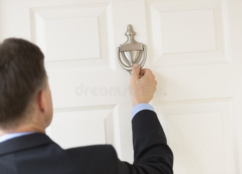 Businessman Knocking Door Knocker Stock Image - Image of shoulders ...
