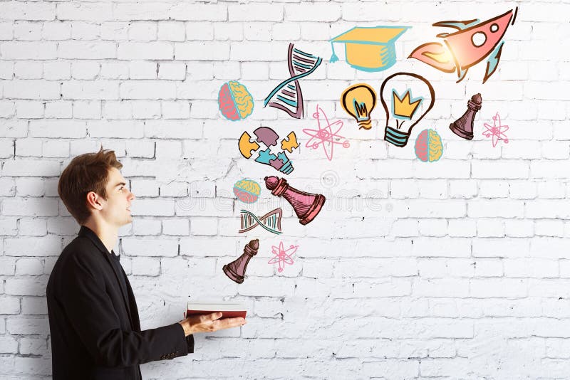 Man with knowledge sketch stock photo. Image of school - 91466170