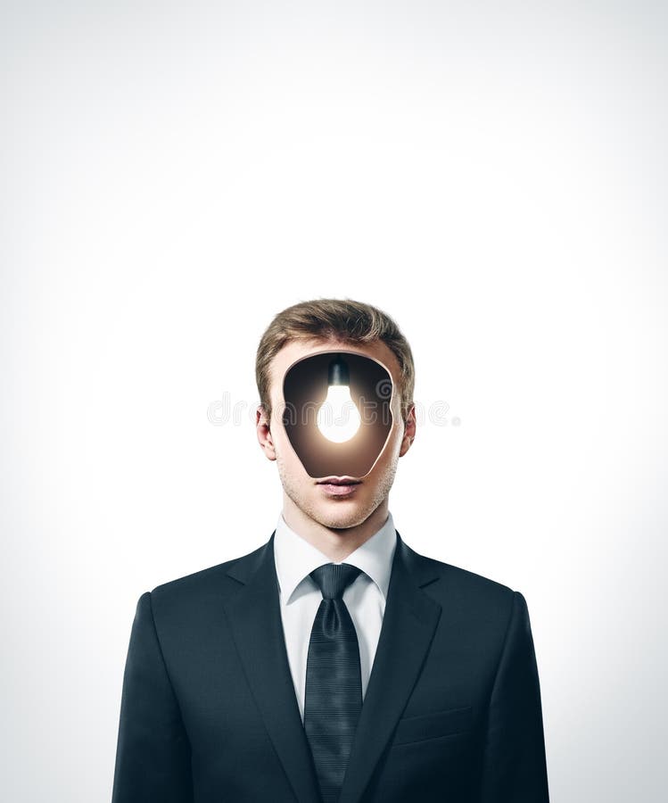 Businessman with Lamp Inside Head Stock Image - Image of intelligence ...