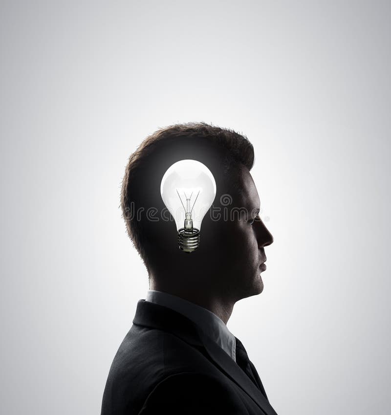 Man lamp-head stock photo. Image of brain, intelligence - 26210010